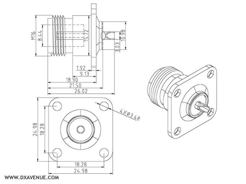 N-Female Chassis mount socket