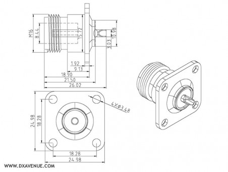 N-Female Chassis mount socket